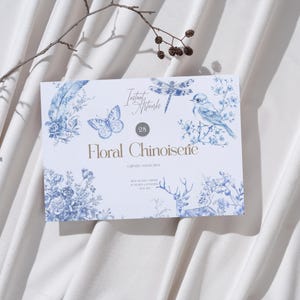 Floral Chinoiserie Clipart Collection | Blue & White Watercolor Pngs ...