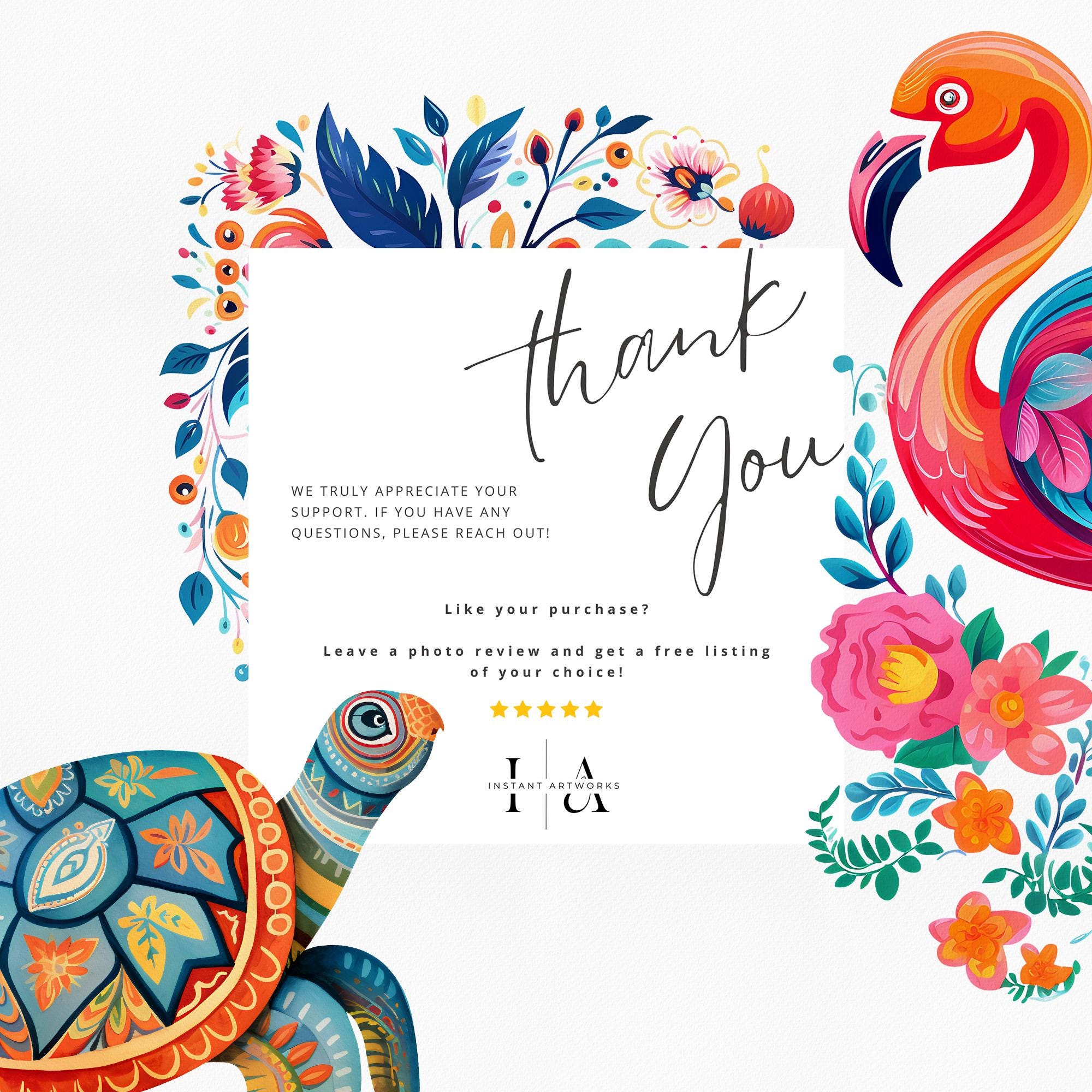 Boho Animal Clipart | Gouache Floral Illustrations (digital Download ...