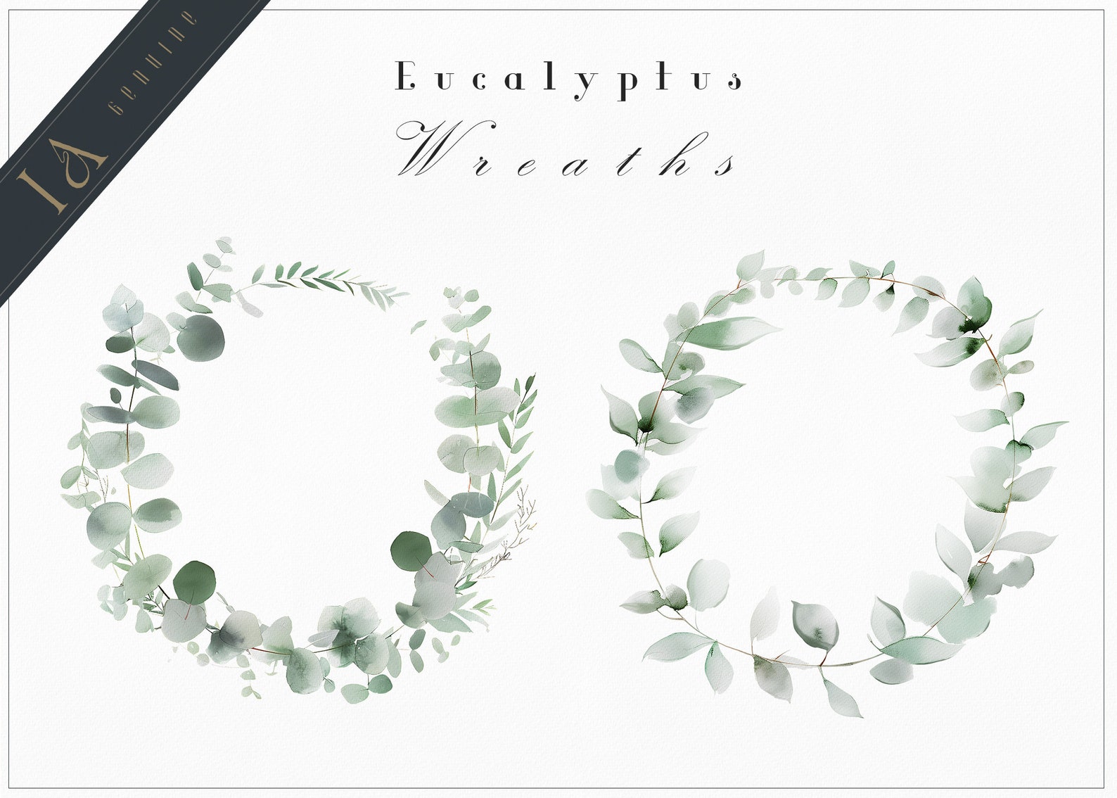 Eucalyptus Wreath Clipart, Watercolor Clipart, Greenery Wreath ...