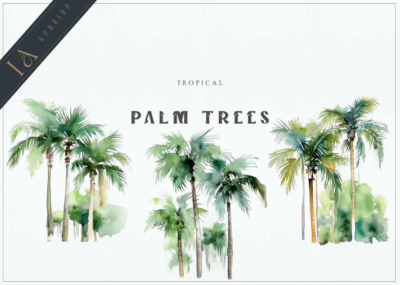 Tropical Watercolor Palm Trees, Tropical Clipart, Palm Trees Clipart ...
