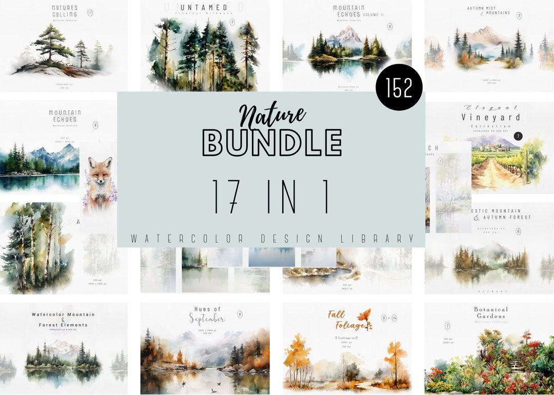 Watercolor Clipart Bundle - Landscape Clipart Bundle - Watercolor ...