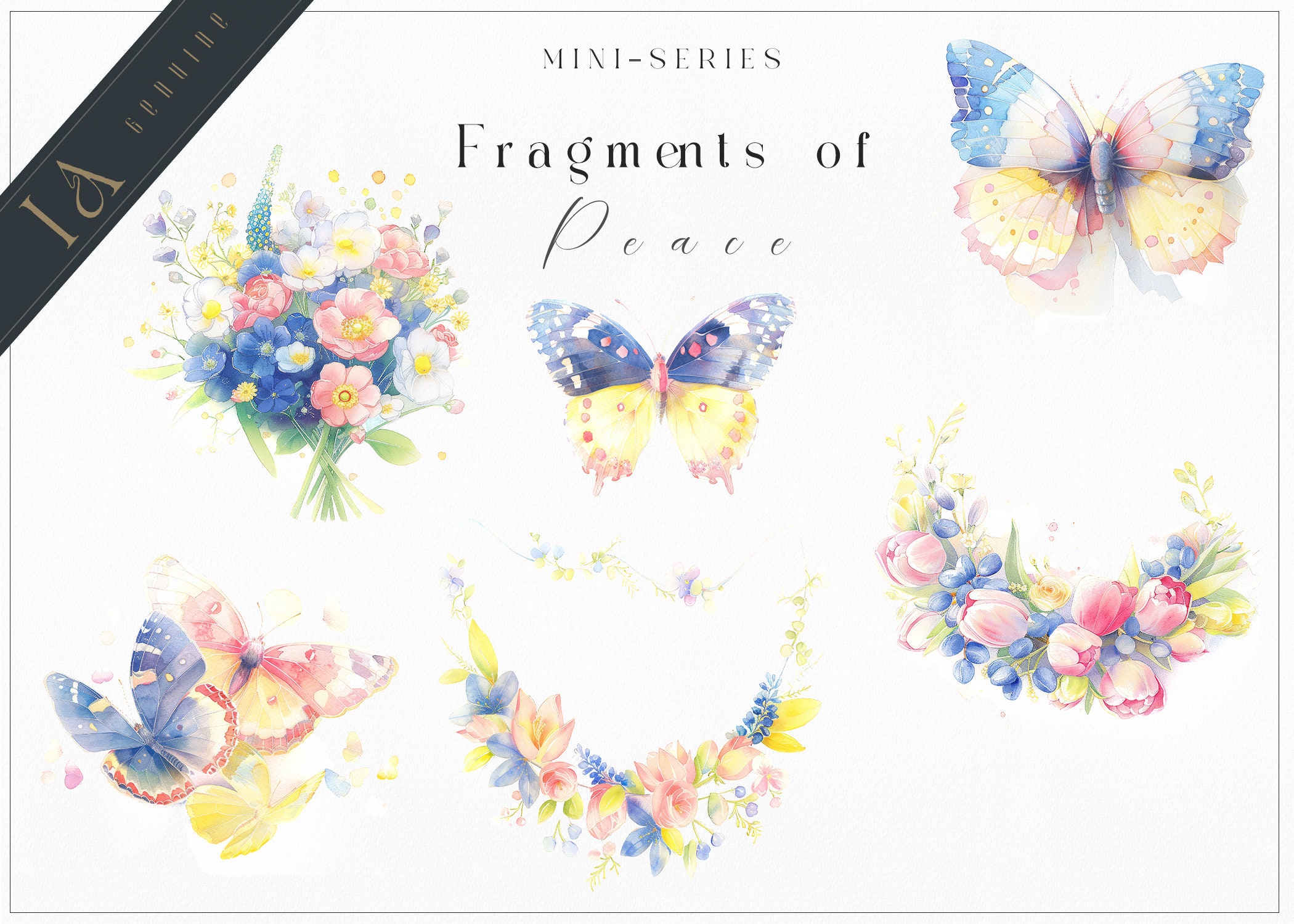 Watercolor Floral Clipart, Watercolor Butterflies Clipart, Spring ...