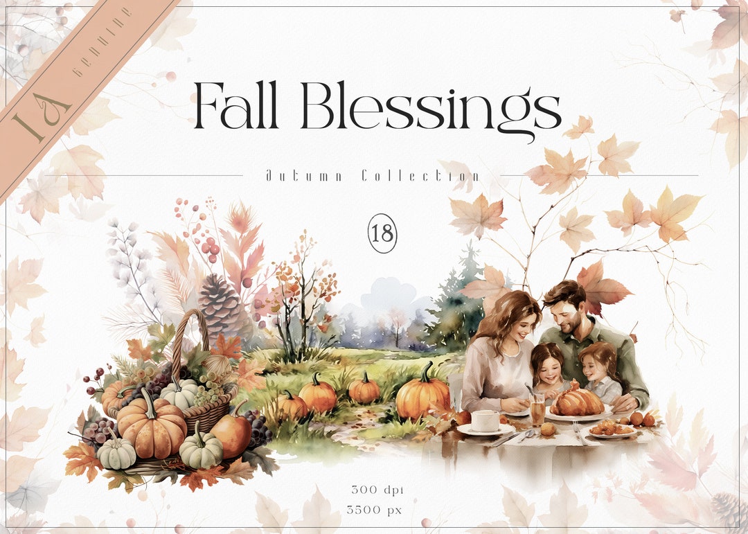 Watercolor Thanksgiving Clipart, Pumpkin Fall Clipart, Fall Season ...