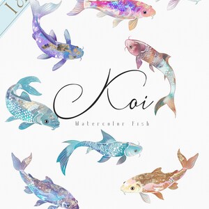 Watercolor Koi Fish Clipart, Japanese Koi Clipart, Lunar New Year Fish ...