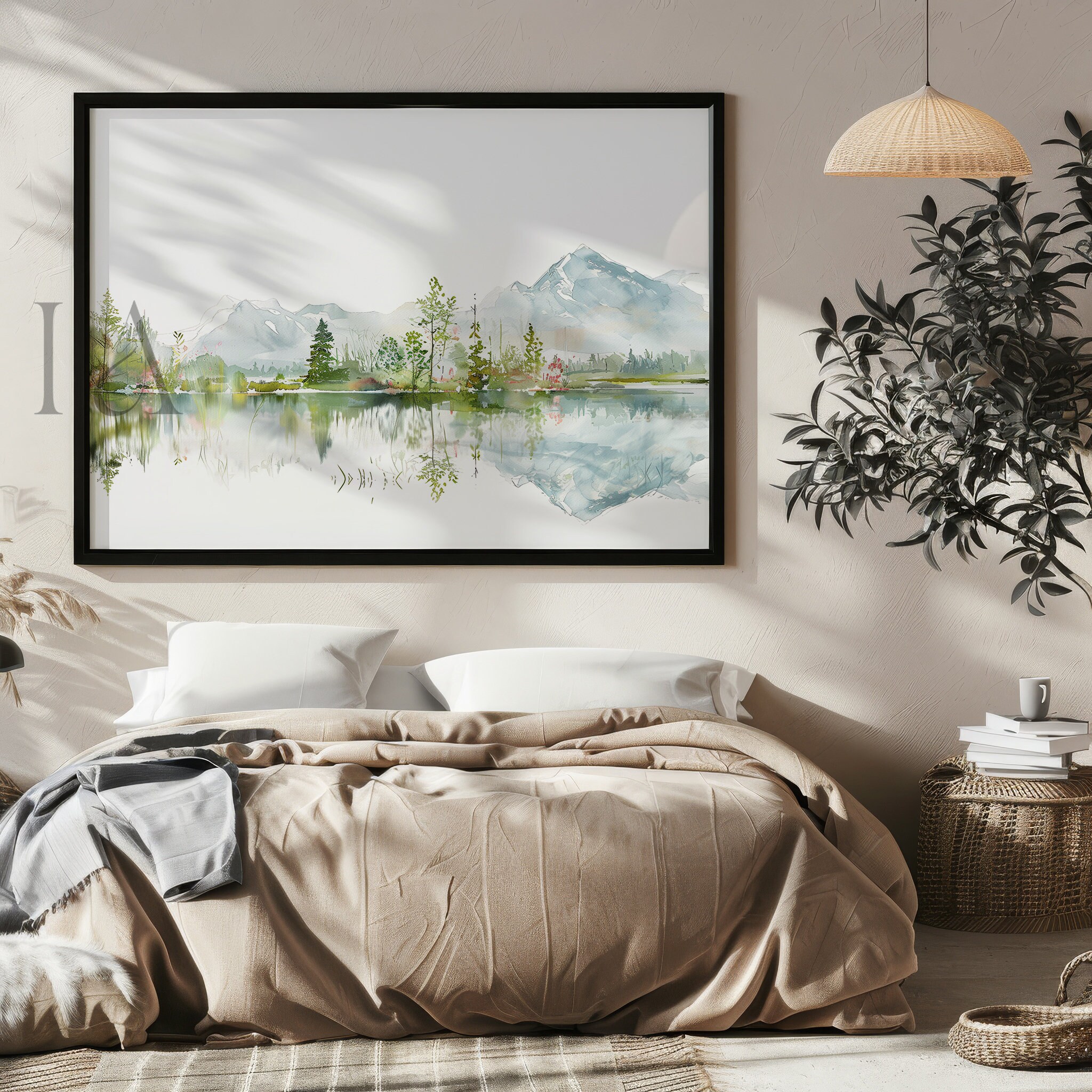 Watercolor Lake and Forest Borders - Wild Floral Borders - Premade ...