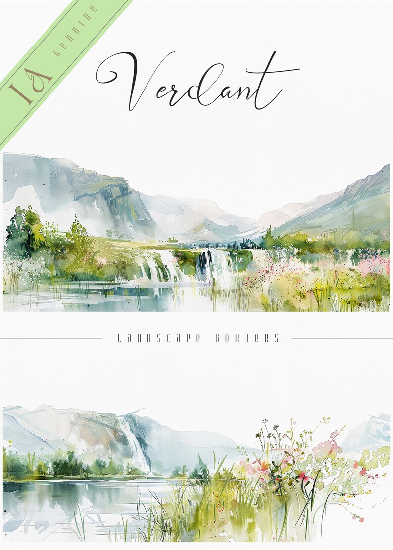 Watercolor Lake and Forest Borders - Wild Floral Borders - Premade ...