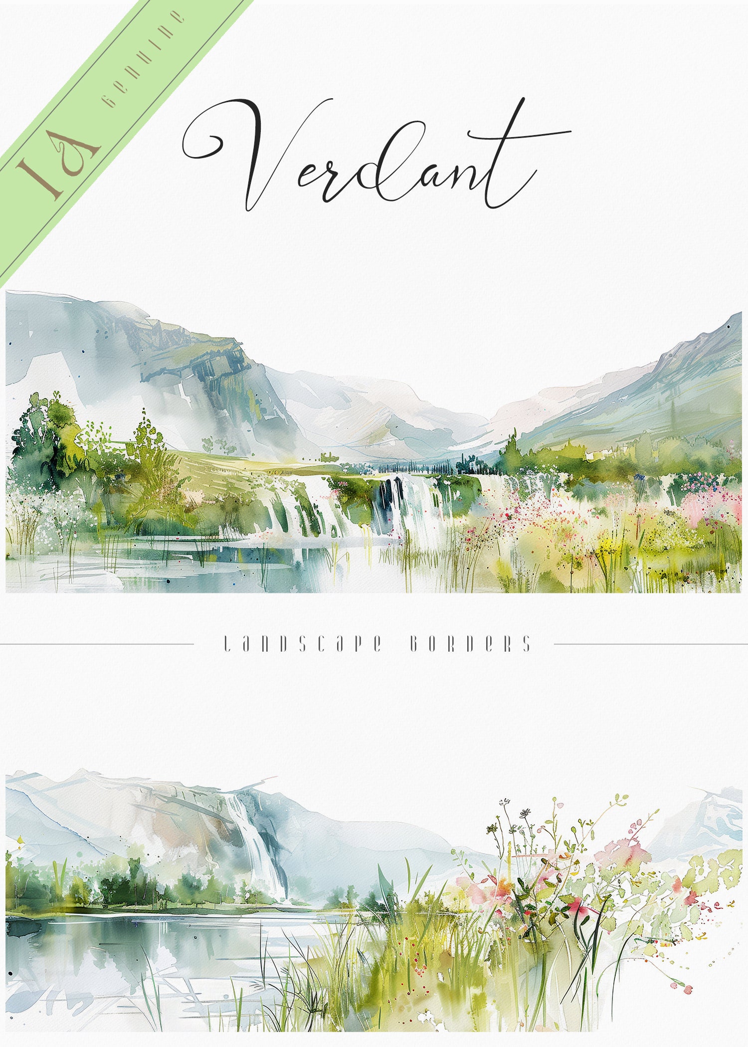 Watercolor Lake and Forest Borders - Wild Floral Borders - Premade ...