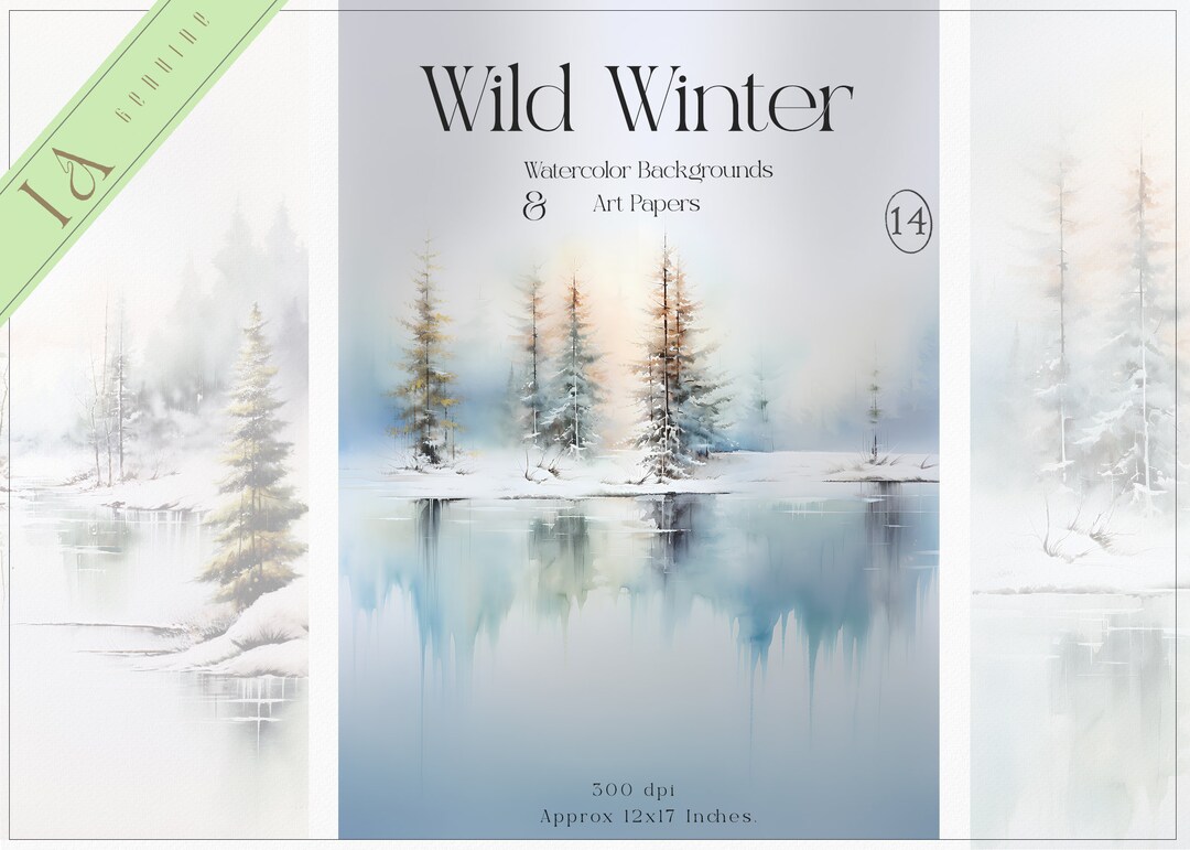 Watercolor Winter Forest Backgrounds – Art Papers (14, Digital Download ...