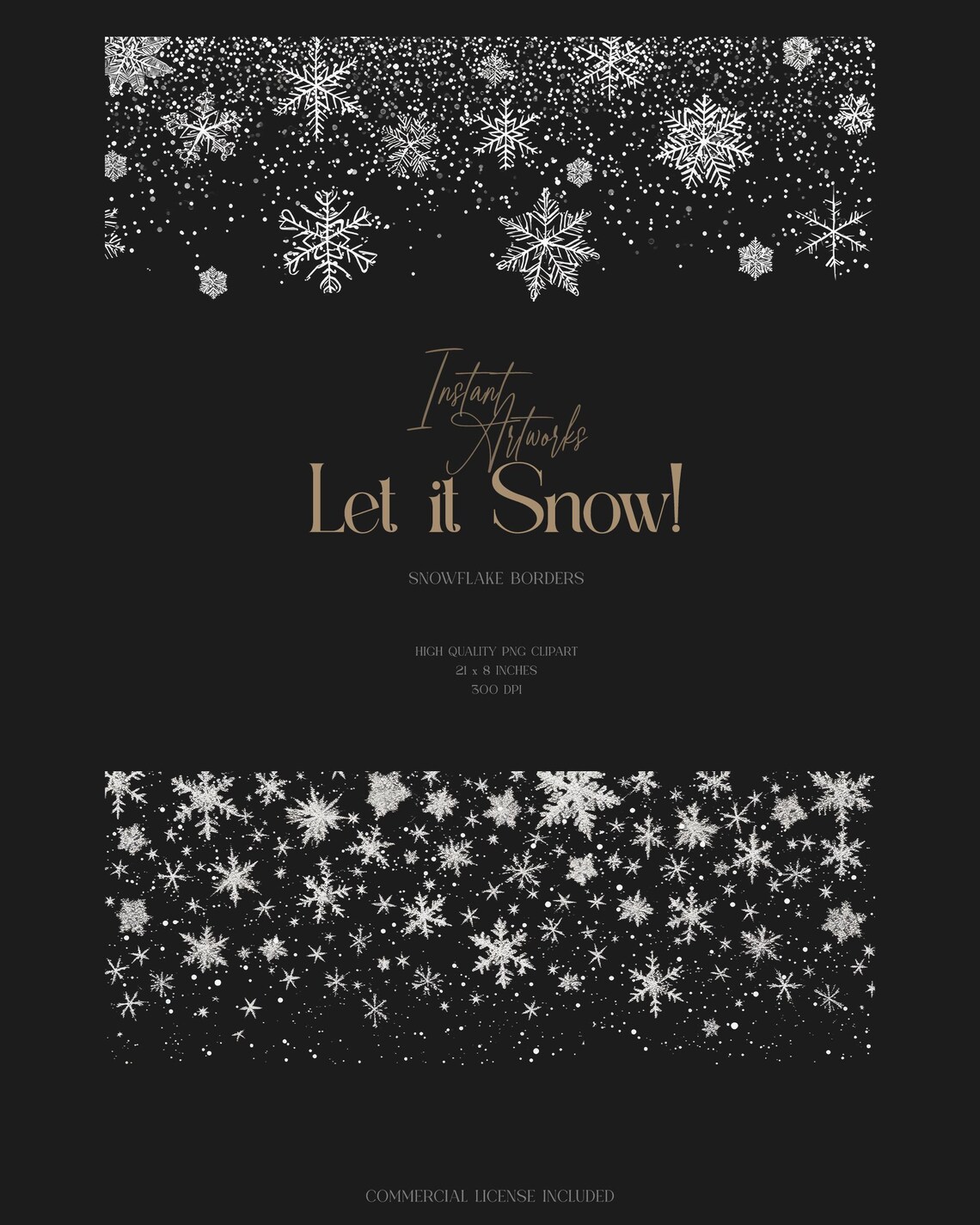 Snowflake Border Clipart Set – Winter Snowflake Borders, PNG Snowflakes ...