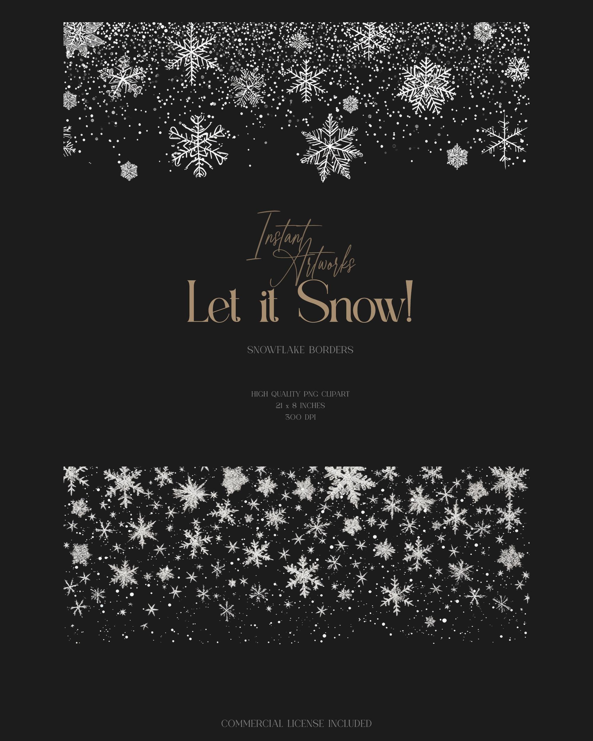 Snowflake Border Clipart Set – Winter Snowflake Borders, PNG Snowflakes ...