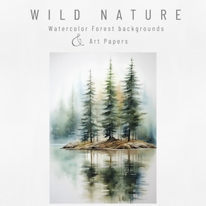 Watercolor Forest Landscapes - Pine Trees Watercolor Clipart ...