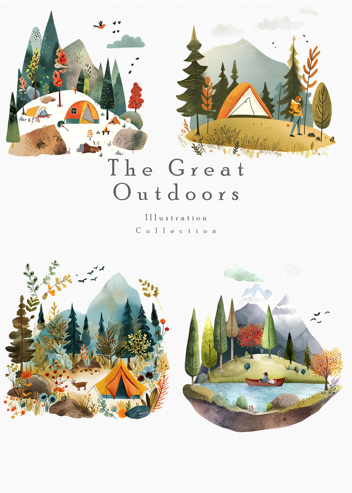 Nature Illustration Clipart Png, Camping Clipart, Outdoor Scenery ...