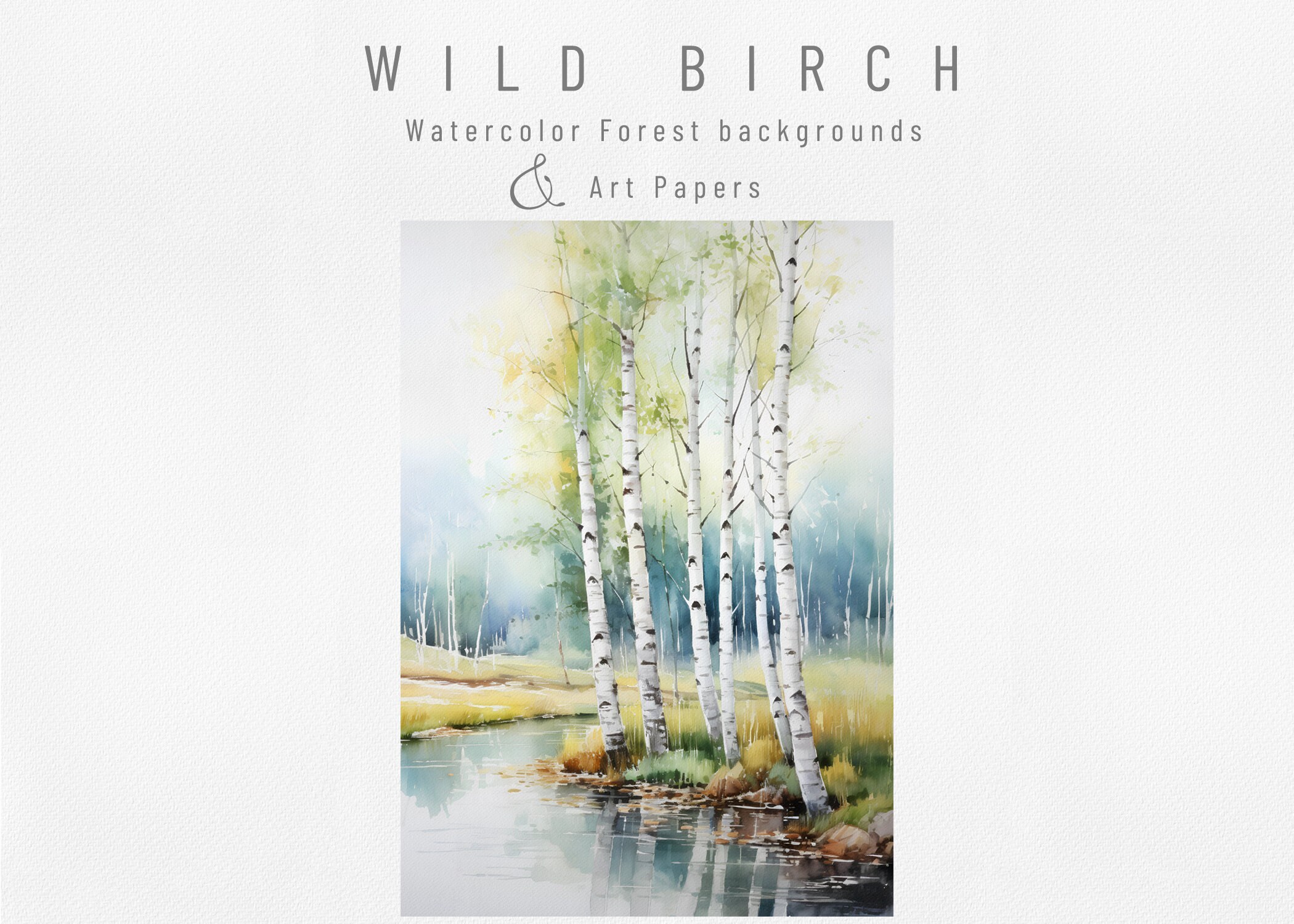 Watercolor Birch Forest Landscapes - Forest Backgrounds - Forest Art ...