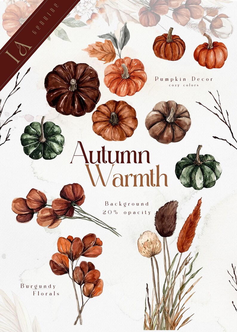 Watercolor Autumn Clipart, Cozy Autumn, Cottagecore Fall, Watercolor ...