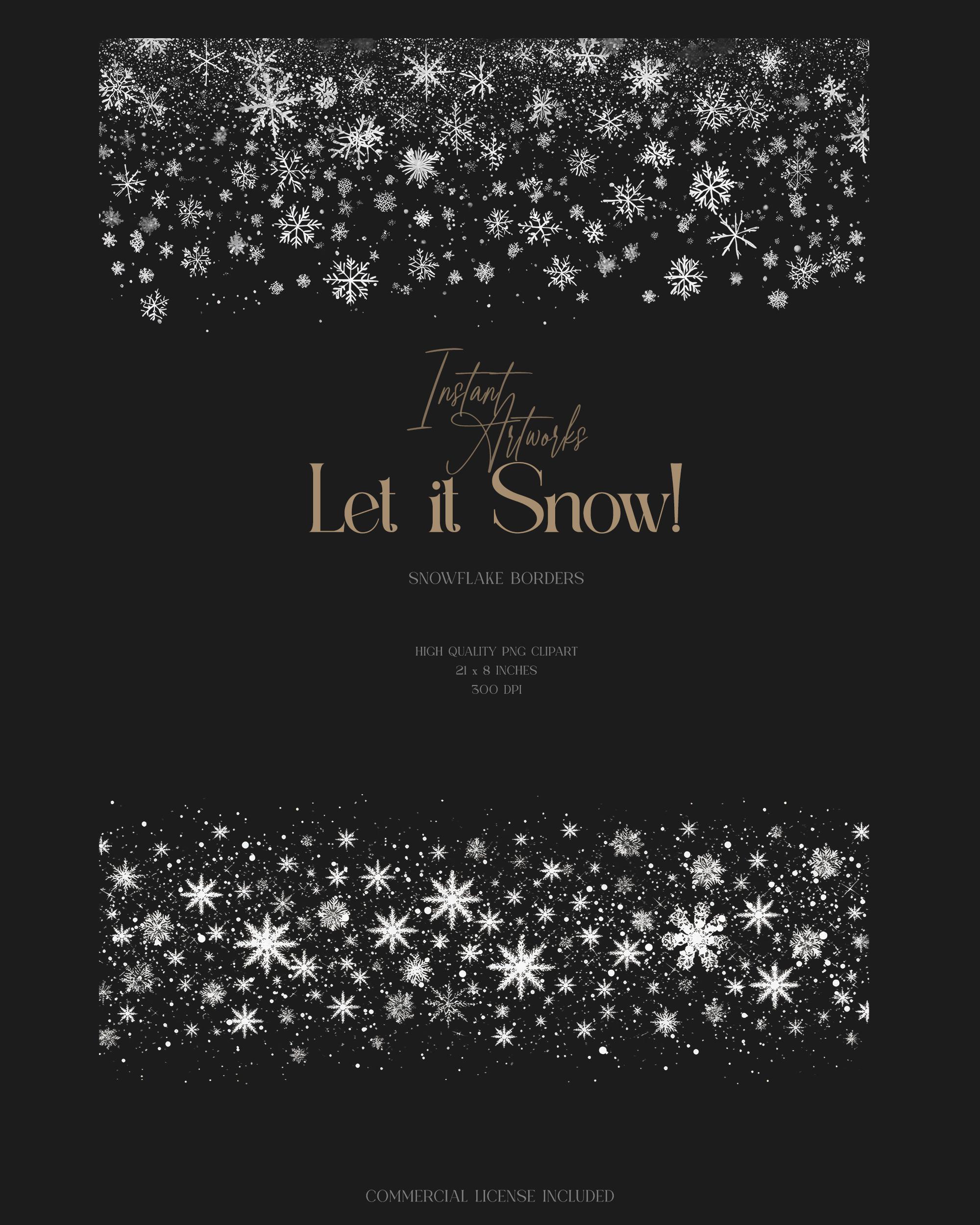 Snowflake Border Clipart Set – Winter Snowflake Borders, PNG Snowflakes ...