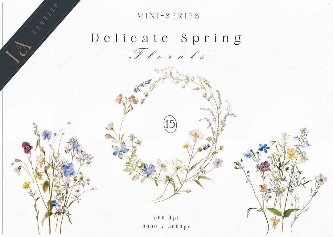 Watercolor Spring Flower Clipart Premade Botanical Floral Clipart ...