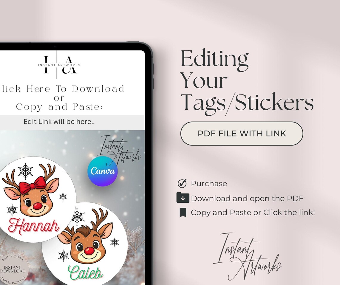 Editable Christmas Name Tags | Reindeer Gift Stickers Template ...