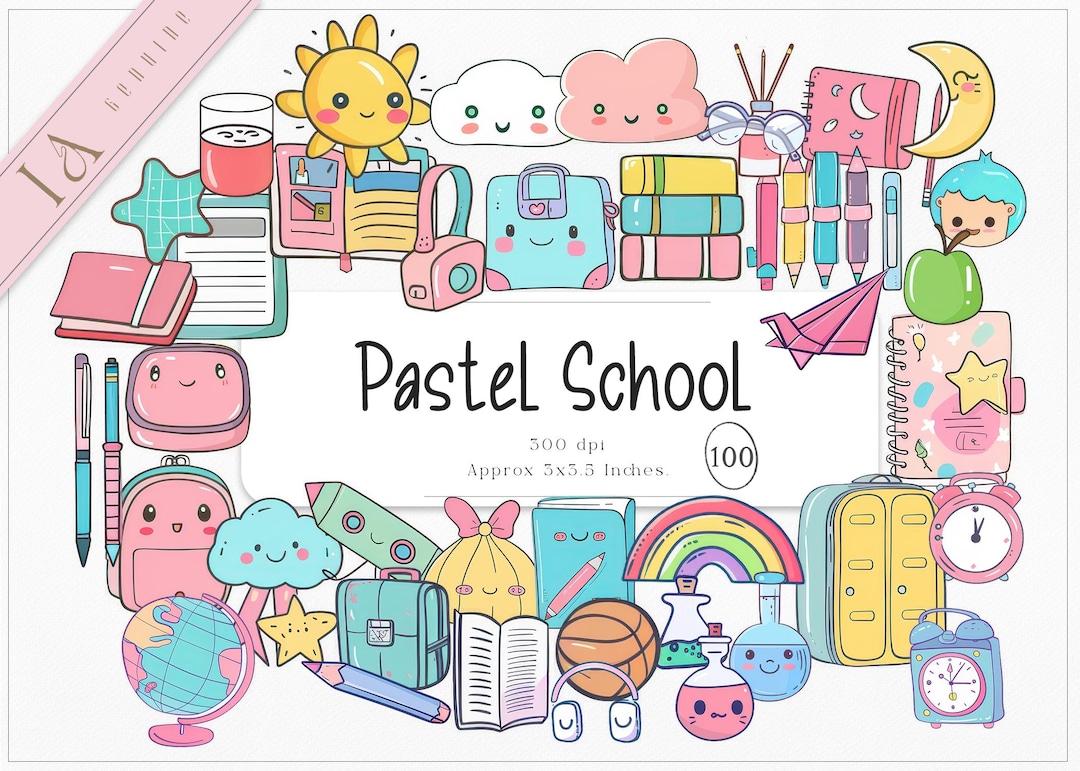 Pastel School Clipart Back to School Pastel Teacher Clipart Education ...