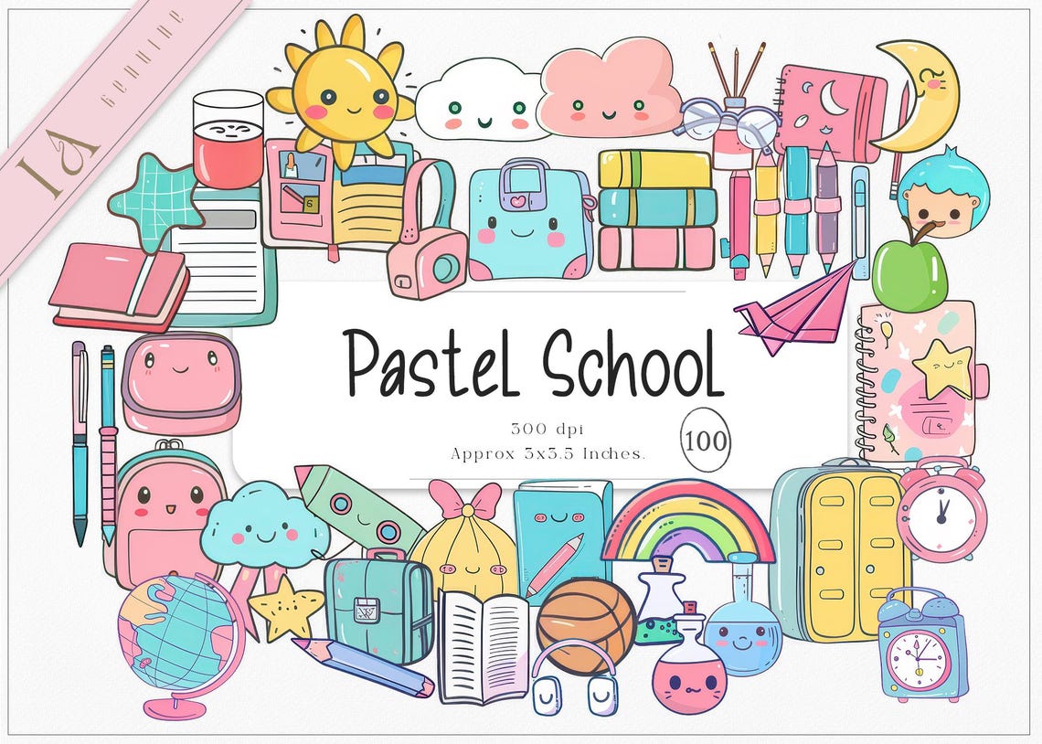 Pastel School Clipart Back to School Pastel Teacher Clipart Education ...