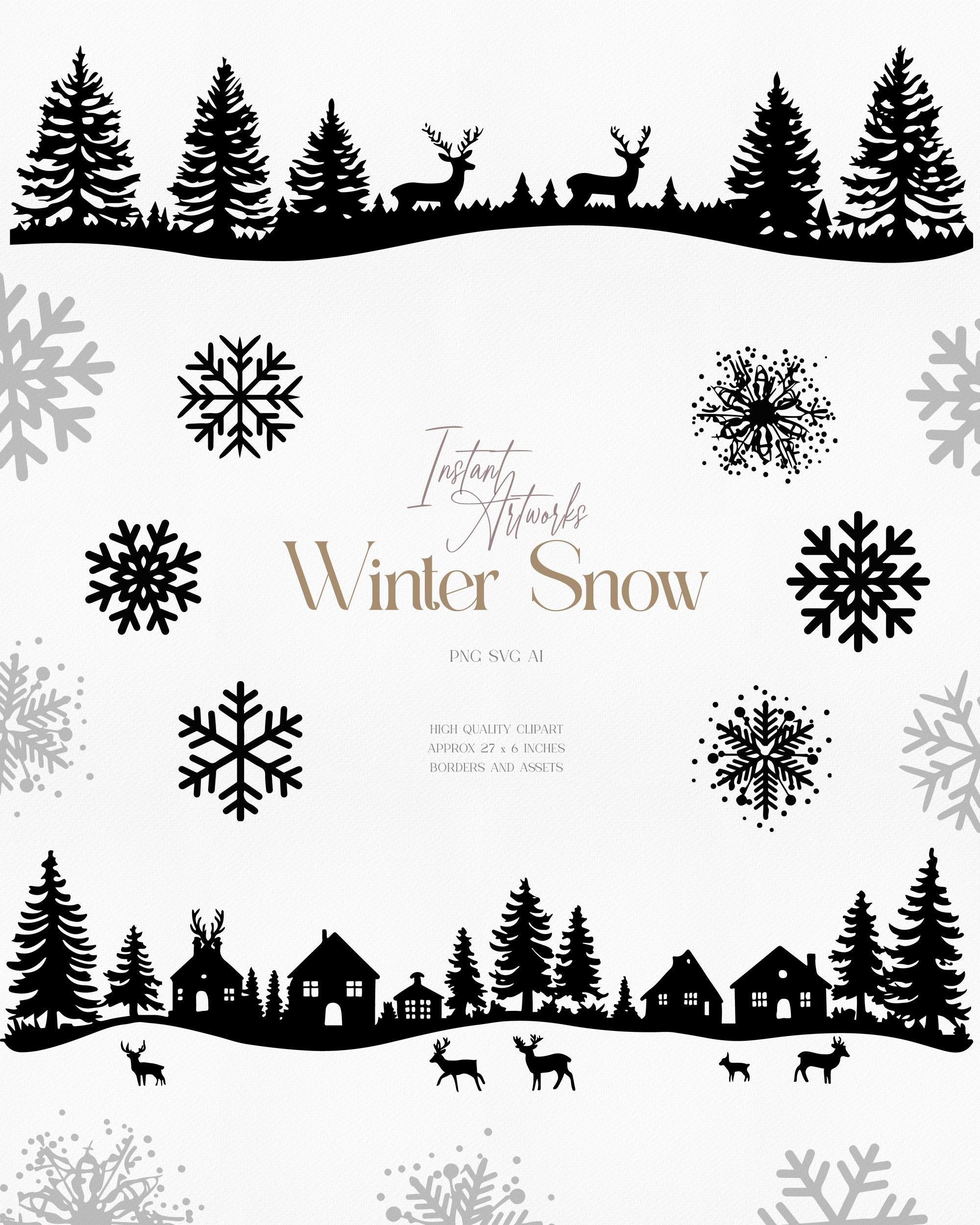 Winter Snow Borders and Snowflake Clipart | PNG, SVG, AI Files ...