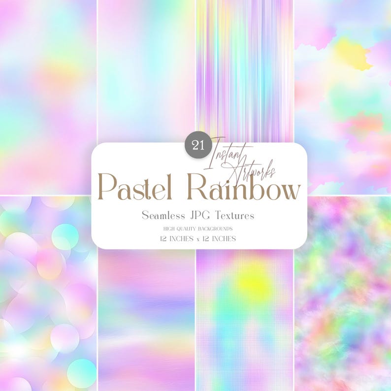 Seamless Rainbow Clouds Digital Papers - Pastel Ombre Background ...