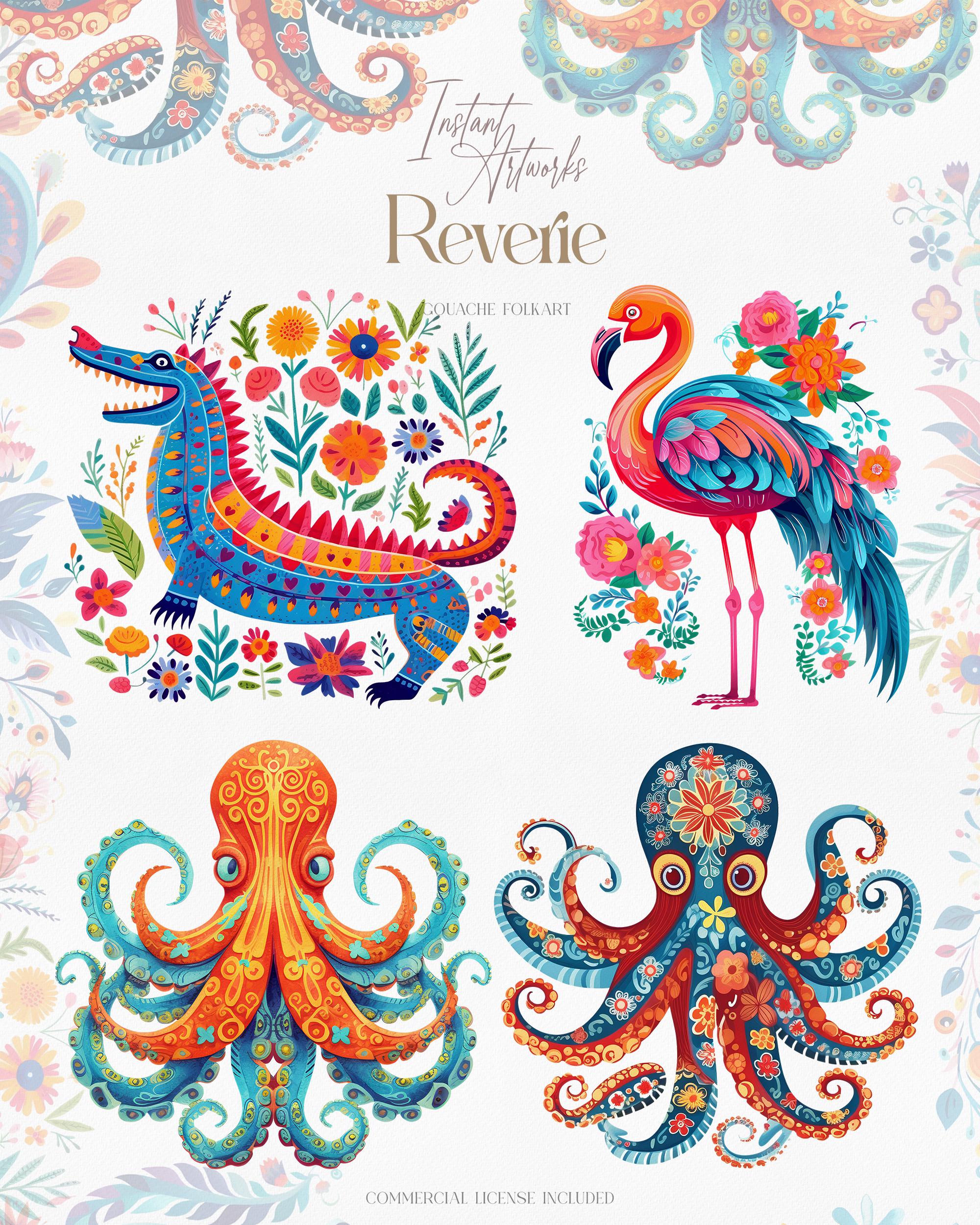 Boho Animal Clipart | Gouache Floral Illustrations (digital Download ...