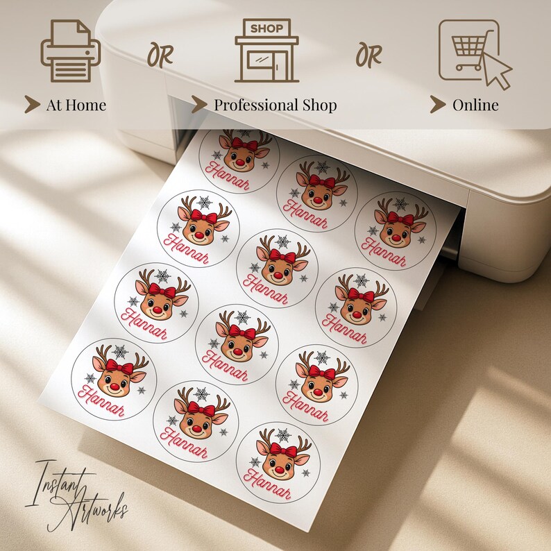 Editable Christmas Name Tags | Reindeer Gift Stickers Template ...