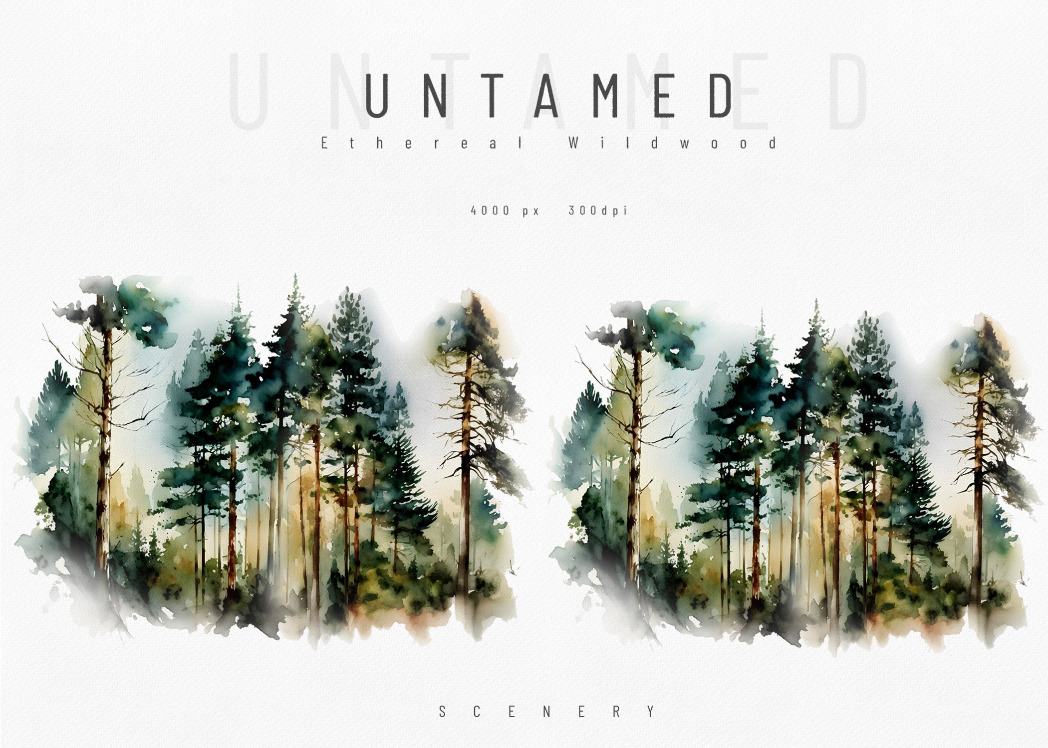 Forest Watercolor Clipart, Watercolor Backgrounds, Digital Papers ...