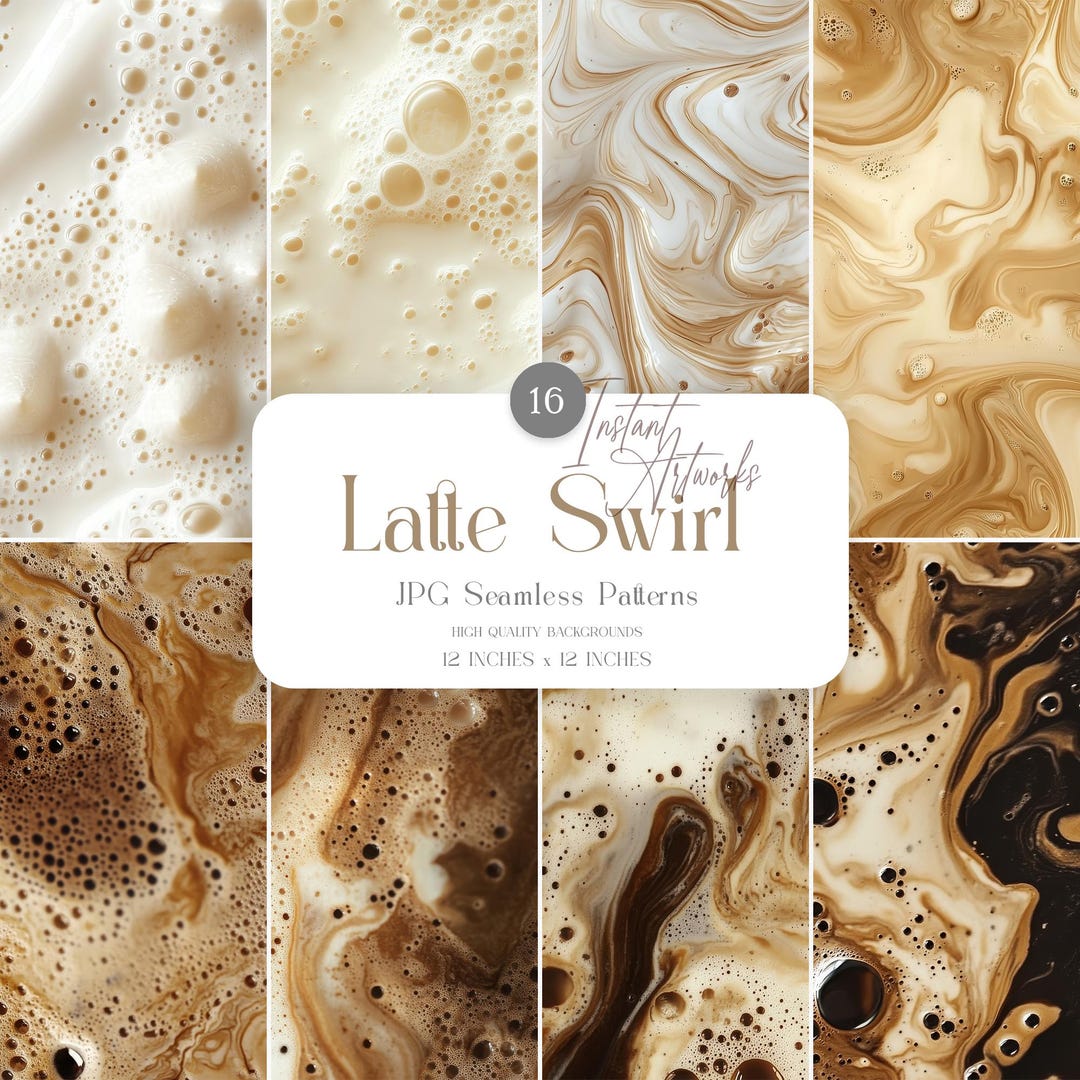 Coffee Seamless Textures – Latte Digital Paper, Cafe Backgrounds, Brown ...