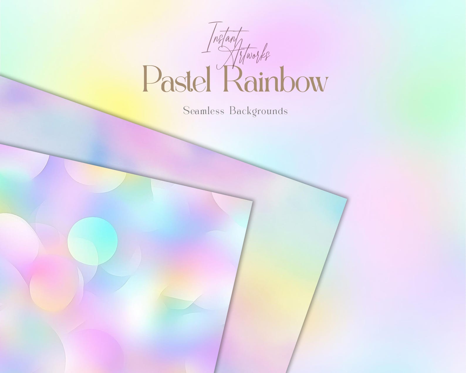 Seamless Rainbow Clouds Digital Papers - Pastel Ombre Background ...
