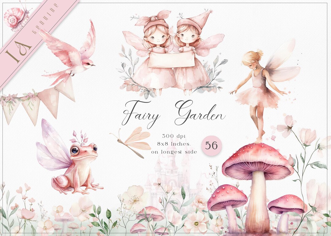 Watercolor Garden Fairy Clipart, Wildflower Clipart, Magical Fairy ...