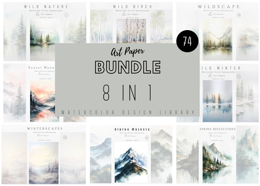 Watercolor Clipart Bundle Landscape Clipart Bundle Watercolor Mountain ...