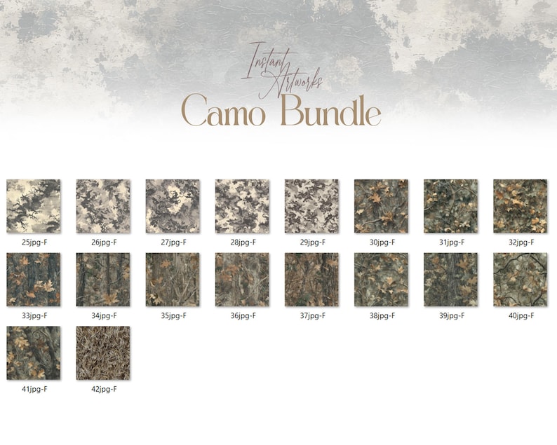 Camo Digital Paper Bundle, 42 Seamless Camo Patterns JPG, Camo Textures ...
