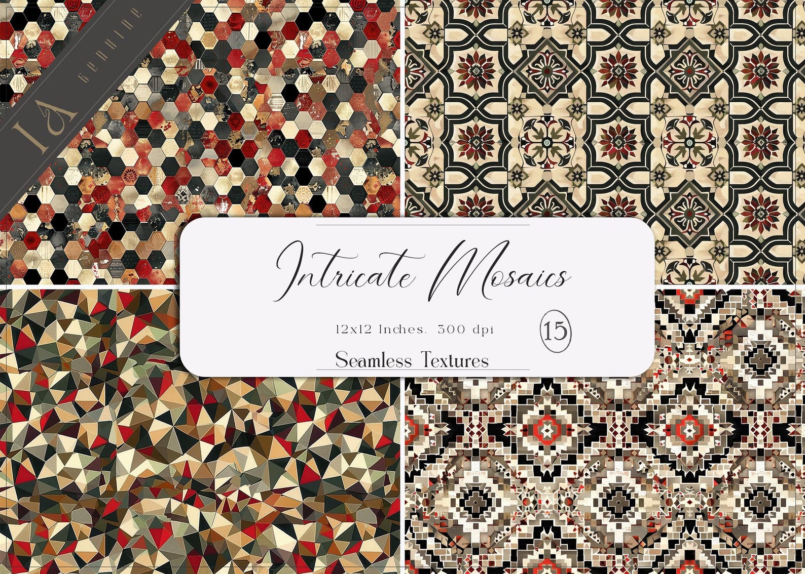 Rustic Mosaic Tile Texture, Digital Art Paper, Mosaic Backgrounds ...
