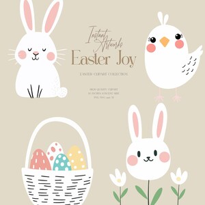 Easter Clipart Bundle, Cute Rabbit Assets, Bunny Chick & Egg Designs ...
