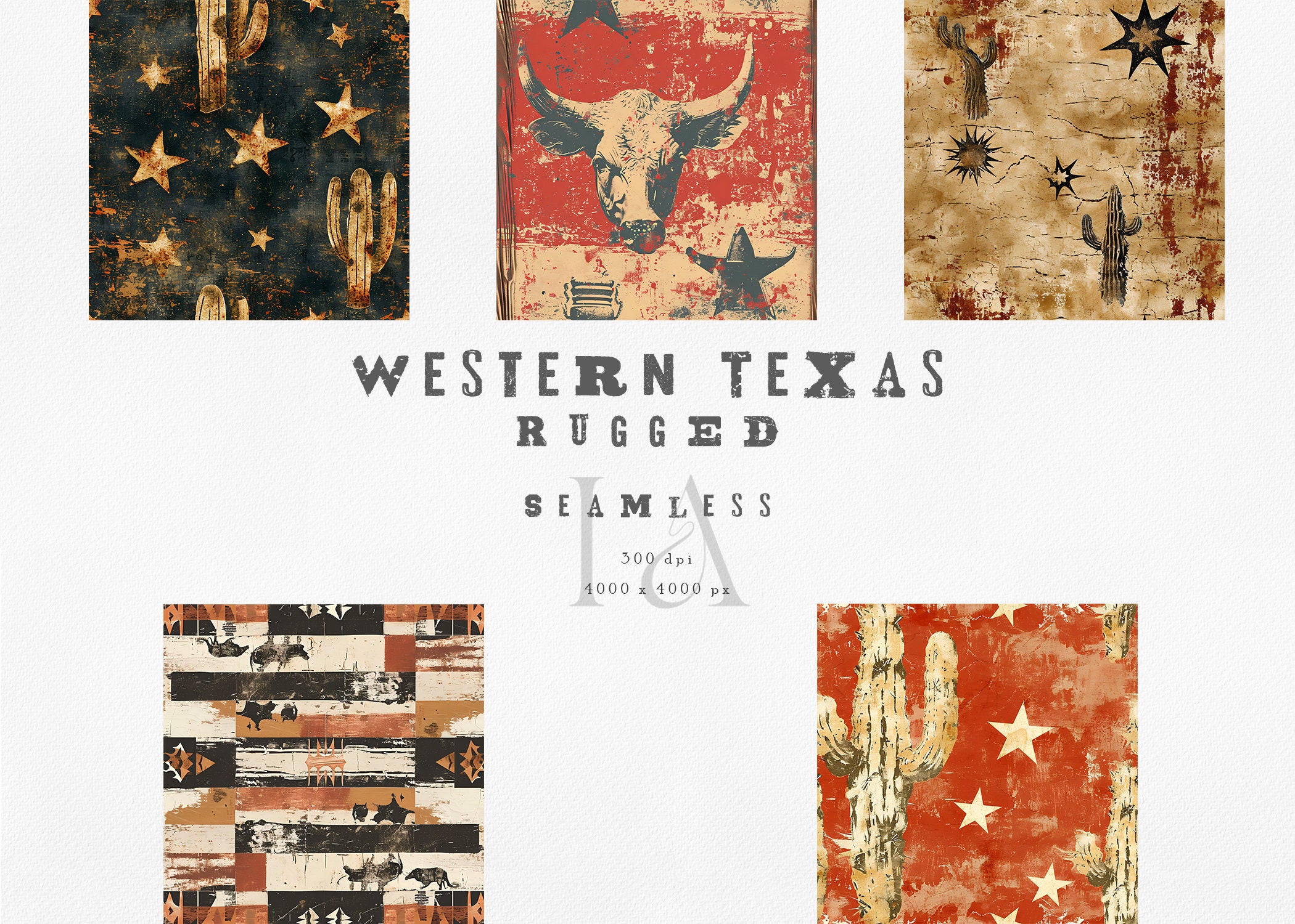 Western Texas Digital Paper, Seamless Cowboy Textures Digital Paper ...