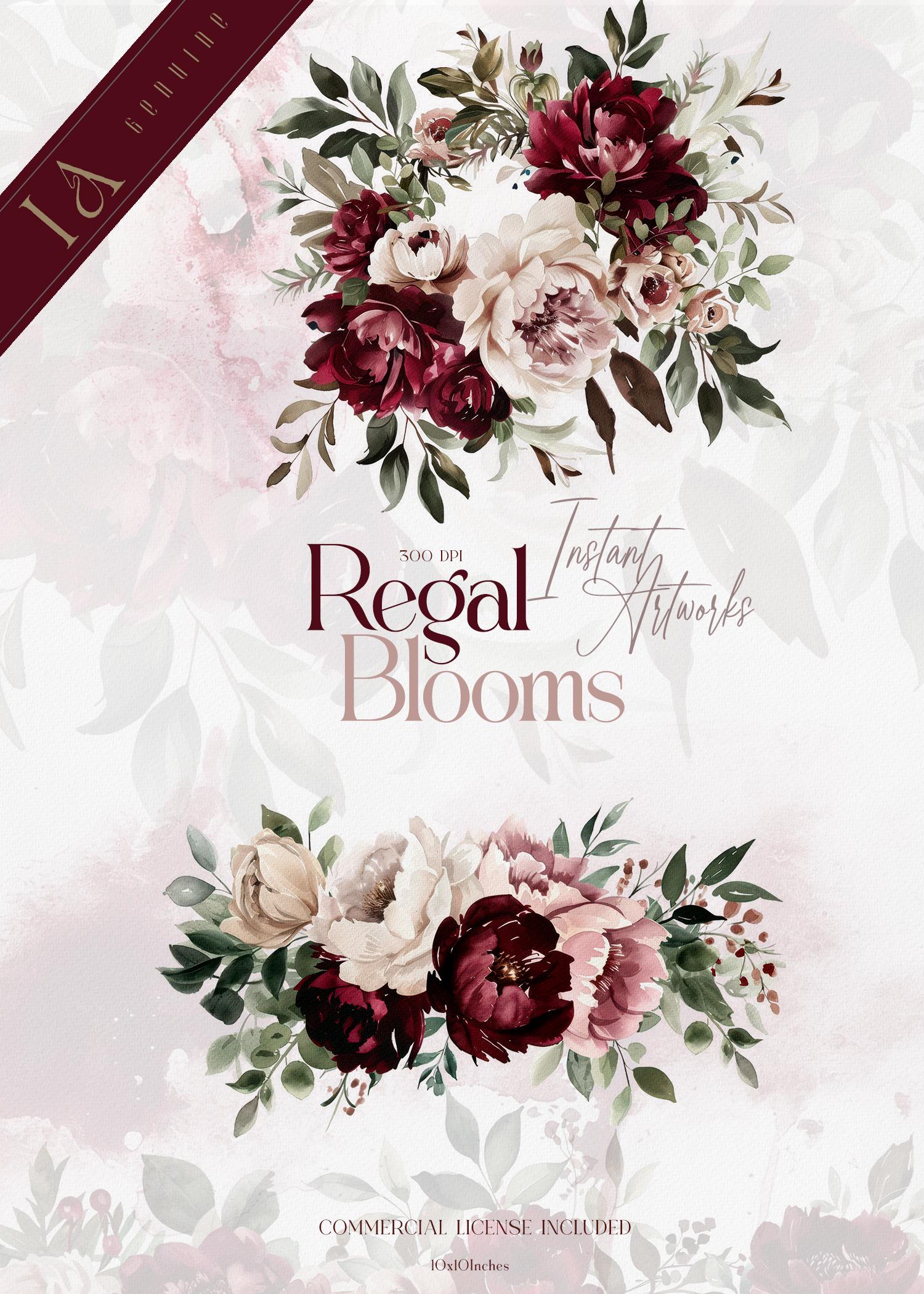 Watercolor Burgundy Blush Florals, Burgundy Flowers, Blush Flower ...