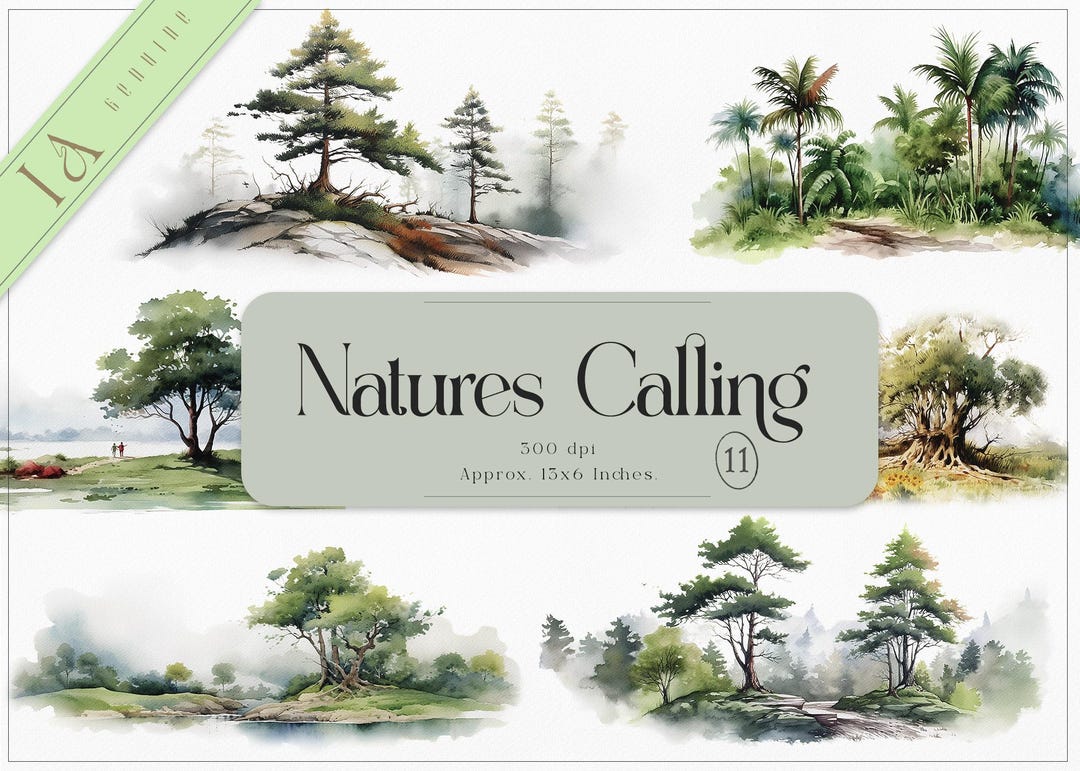 Watercolor Landscape Clipart - Nature Clipart - Watercolor Clipart ...