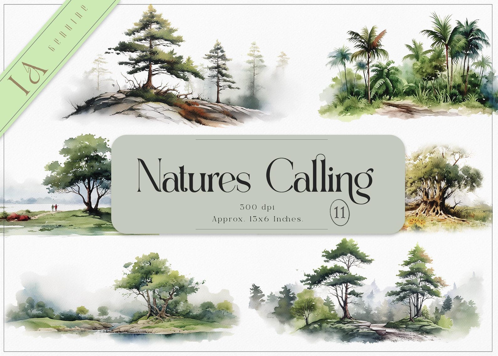 Watercolor Landscape Clipart - Nature Clipart - Watercolor Clipart ...