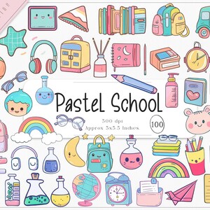 Pastel School Clipart Back to School Pastel Teacher Clipart Education ...