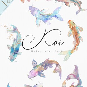 Watercolor Koi Fish Clipart, Japanese Koi Clipart, Lunar New Year Fish ...