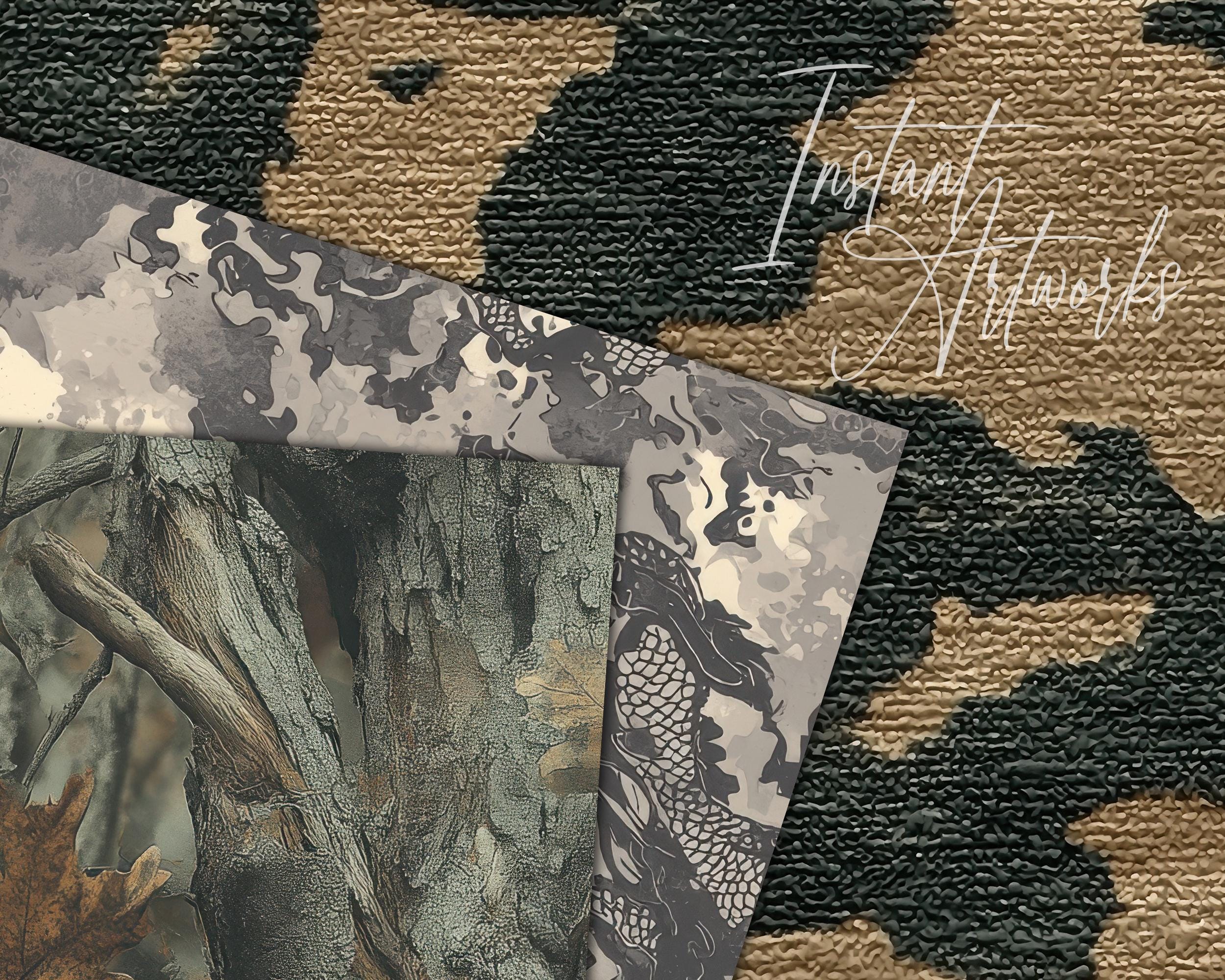 Camo Digital Paper Bundle, 42 Seamless Camo Patterns JPG, Camo Textures ...
