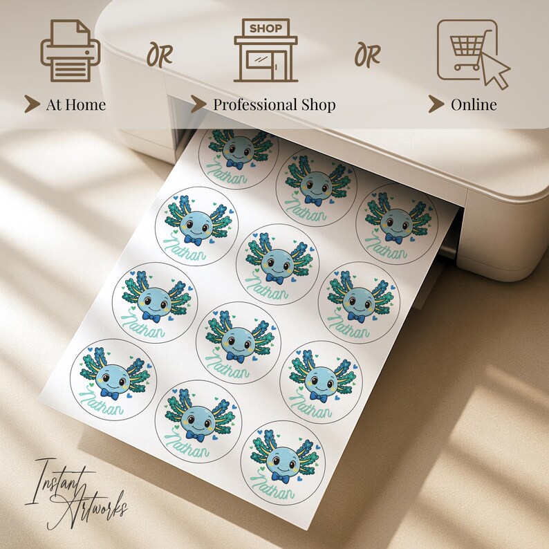 Editable Axolotl Name Tag Template, Custom Kids Stickers (canva Edit ...