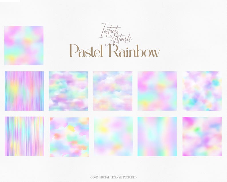 Seamless Rainbow Clouds Digital Papers - Pastel Ombre Background ...