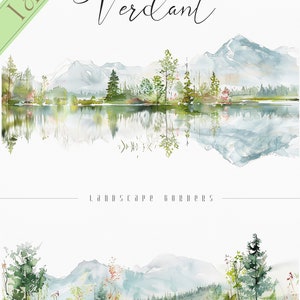 Watercolor Lake and Forest Borders - Wild Floral Borders - Premade ...