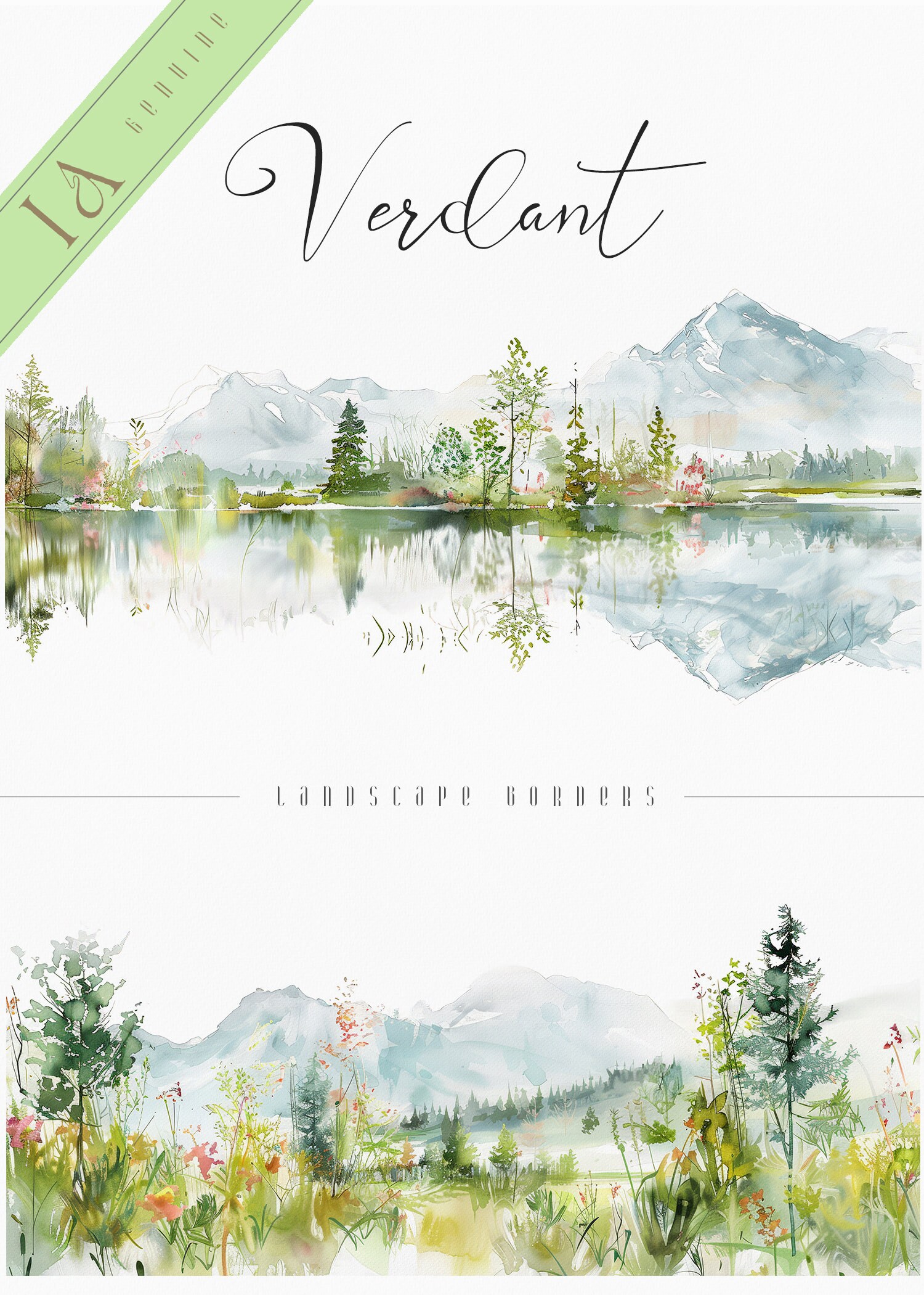 Watercolor Lake and Forest Borders - Wild Floral Borders - Premade ...