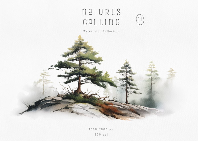 Watercolor Landscape Clipart Nature Clipart Watercolor Clipart Trees ...