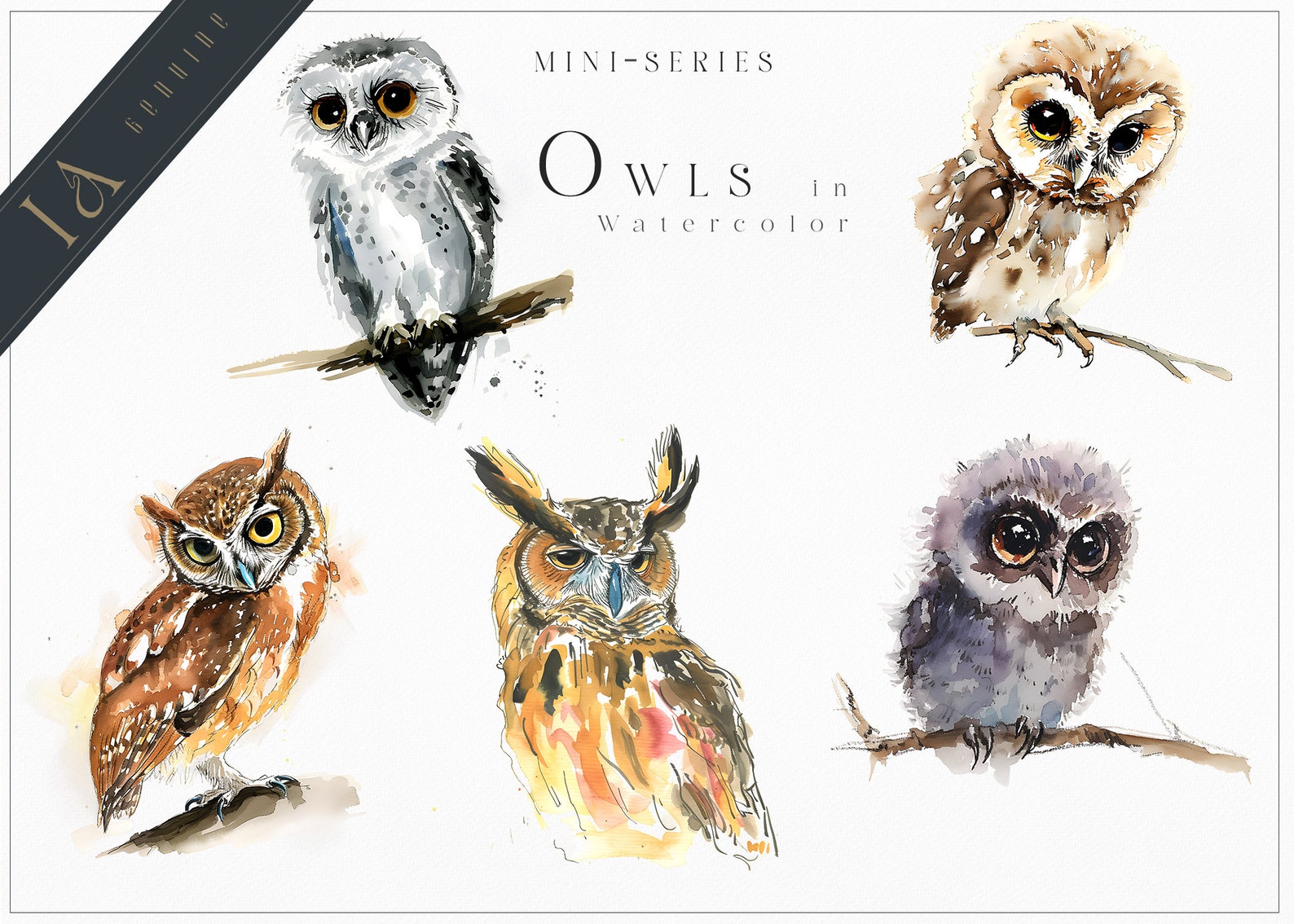 Watercolor Owl Clipart Woodland Clipart Owl Clipart Animal Clipart Bird ...
