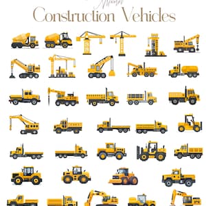Construction Svg Vehicles Clipart Bundle | 35 PNG SVG AI | Digger ...