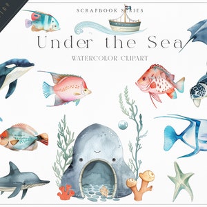 Under the Sea Watercolor Clipart Ocean Dive Clipart Underwater Clipart ...